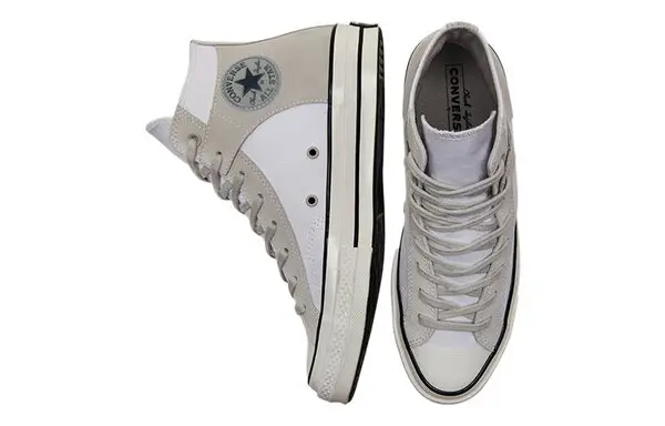CONVERSE Chuck 70 Crafted Canvas High Top Sneakers - White/grey