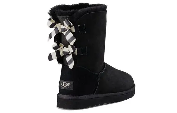 UGG Bailey Bow Stripe Boots - Black