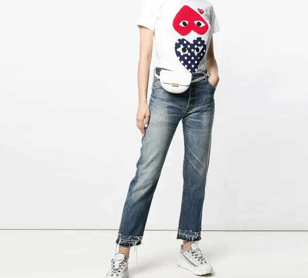 Play Comme Des Garcon Short Sleeve T-shirt With Polka Dot Heart Graphic