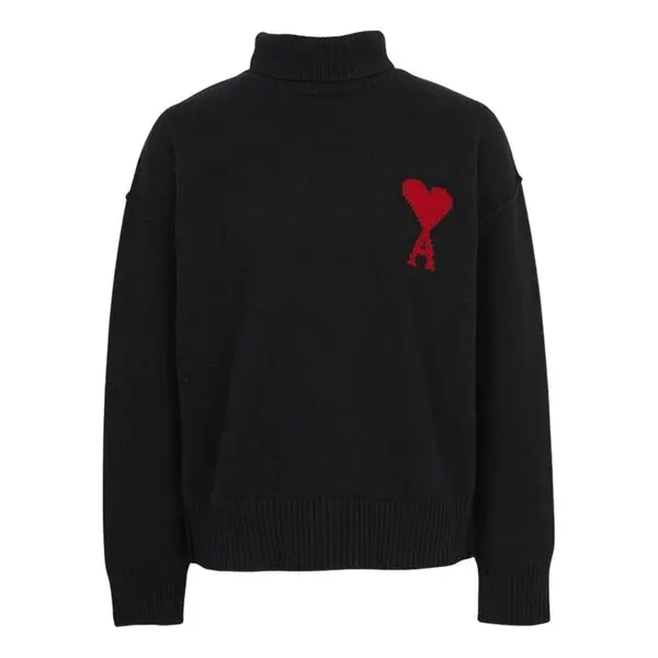 AMI Paris Turtleneck Knitwear T-shirt - Black