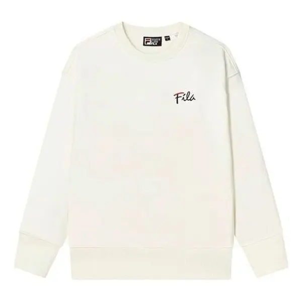 FILA Logo Print Crew Neck Sweatshirt - White