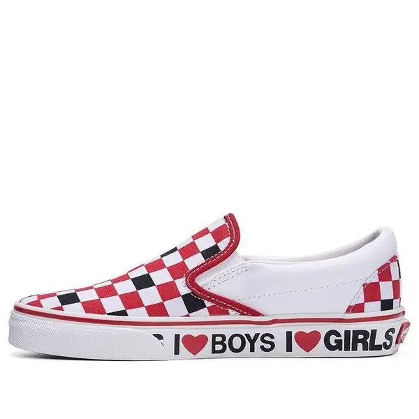 VANS Checkerboard Slip-on Sneakers - White/red