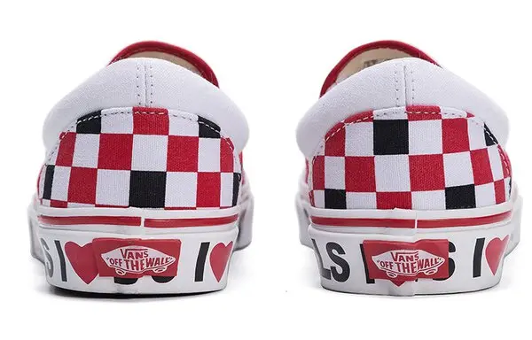 VANS Checkerboard Slip-on Sneakers - White/red