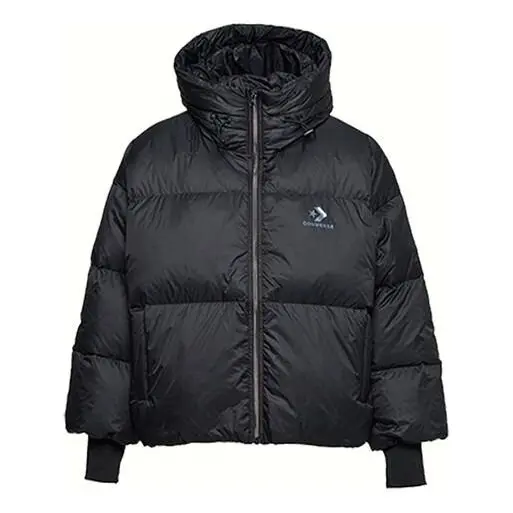 CONVERSE Short Down Fill Hooded Puffer Jacket - Black