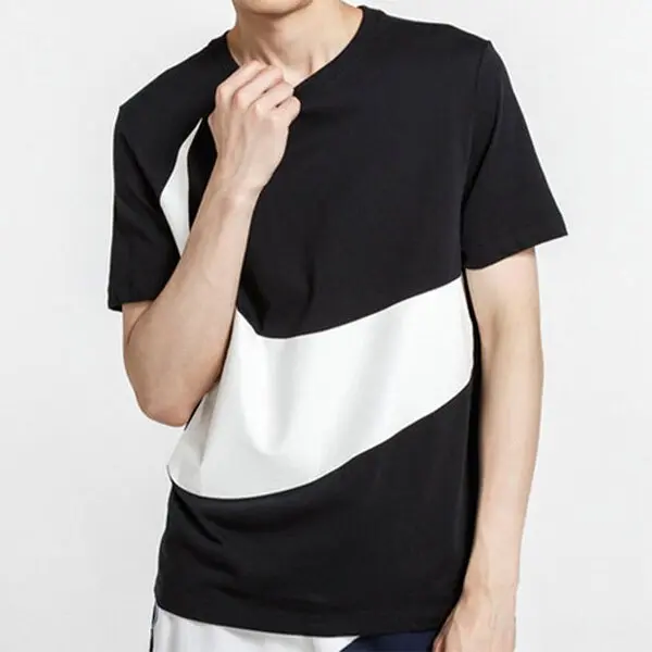 Nike Big Swoosh Tee Large Casual Sports Short Sleeve - Black