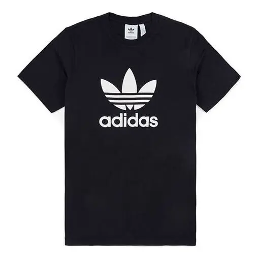 Adidas Originals Alphabet Printing Pattern Breathable Short Sleeve - Black