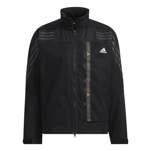 Adidas Hooded Track Jacket With Sporty Stripes - Black