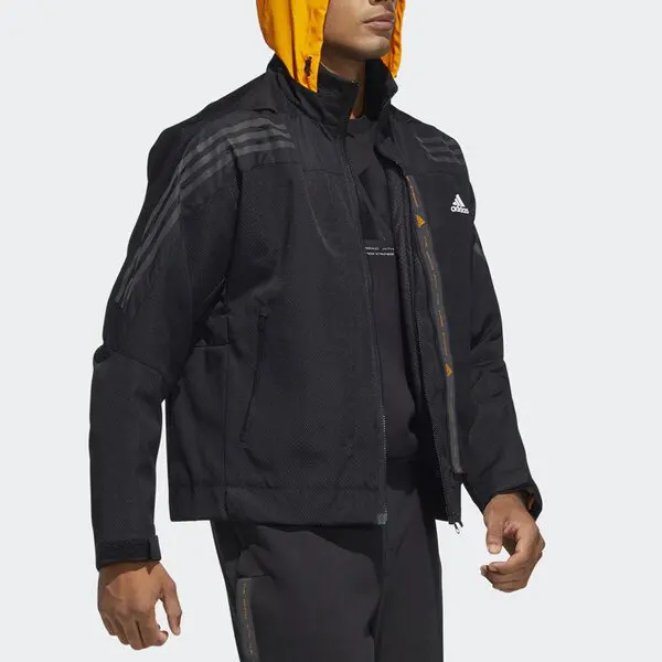 Adidas Hooded Track Jacket With Sporty Stripes