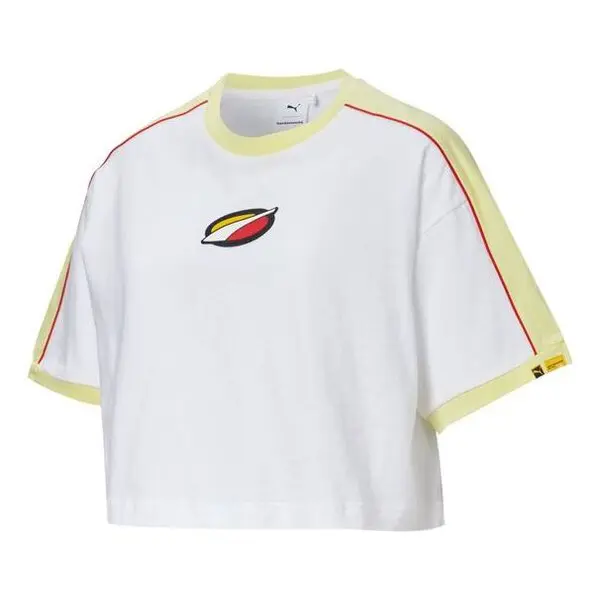 PUMA X Rdet Multicolor Splicing Round Neck Short Sleeve Tee - White