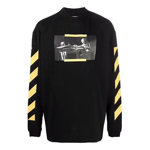 Off-White Caravaggio Painting Pattern Long Sleeve Top - Black