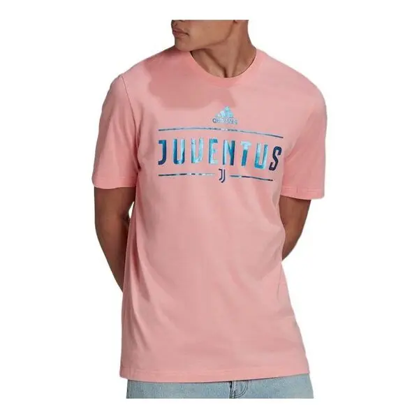Adidas Juventus Alphabet Printing Casual Short Sleeve Pink T-shirt - Multi-color