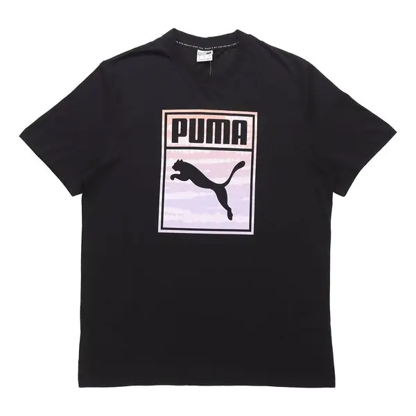 PUMA Graphic Print Short Sleeve T-shirt - Black