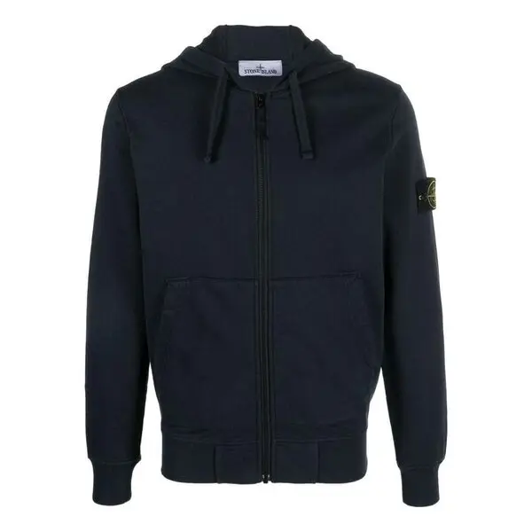 Stone Island Zip-up Hooded Jacket - Navy Blue