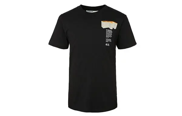 Off-White Alphabet Pattern Printing Round Neck Short Sleeve - Black