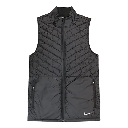 Nike Stand Collar Quilted Zipper Vest - Black