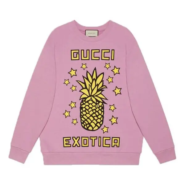 Gucci Pineapple Printed Long Sleeve Sweater - Pink