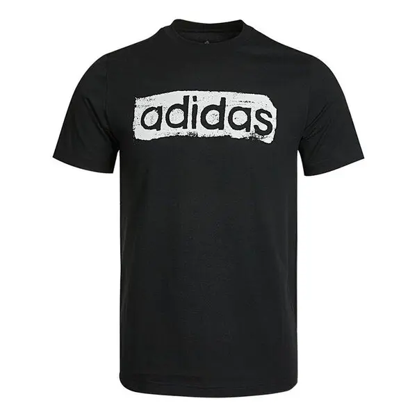 Adidas Brshstrk V4 T Logo Printing Sports Round Neck Short Sleeve - Black