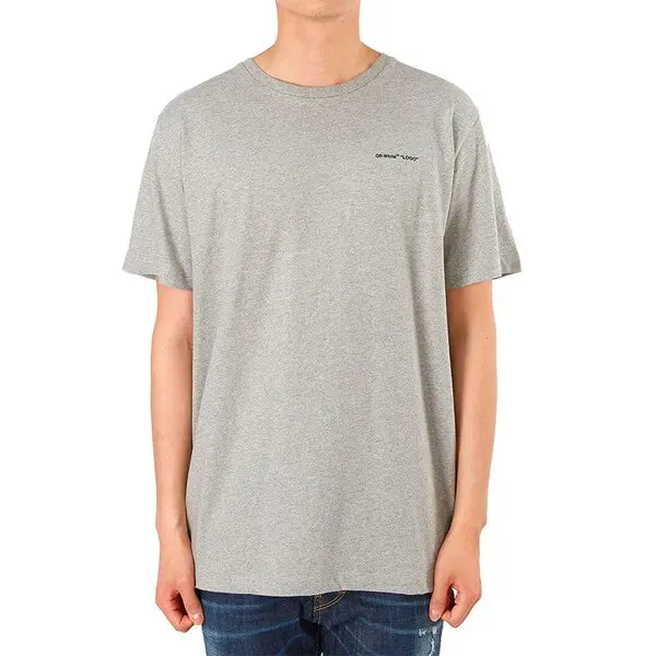 Off-White Chest Alphabet Logo Slim Fit Short Sleeve Gray