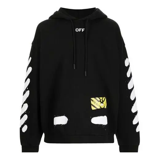 Off-White Splash Ink Graffiti Stripe Hoodie - Black