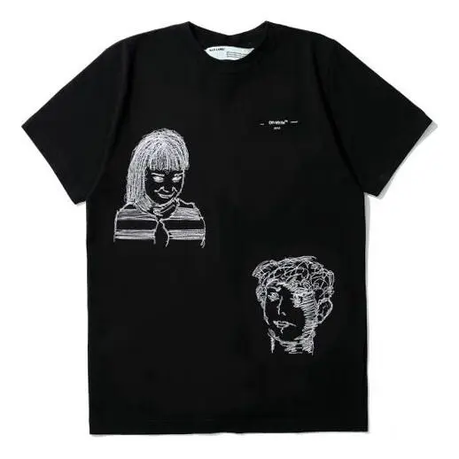 Off-White Small Character Pattern Printing Short Sleeve Ordinary Version - Black
