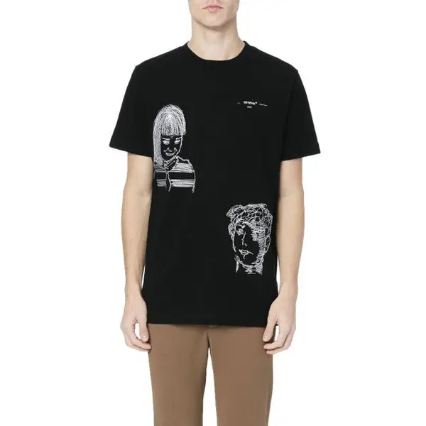 Off-White Small Character Pattern Printing Short Sleeve Ordinary Version
