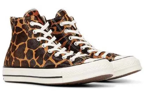 CONVERSE Chuck 70 Hi Pony Hair Cheetah Print Lace Up Sneakers