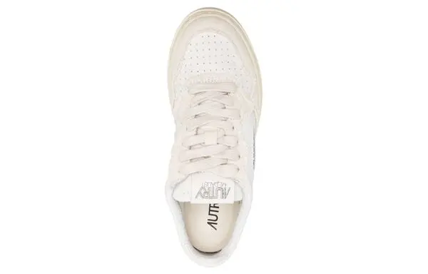 AUTRY Medalist Low Soft Goatskin And Frayed Canvas Sneakers - White