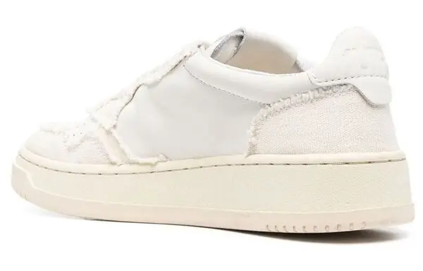 AUTRY Medalist Low Soft Goatskin And Frayed Canvas Sneakers - White