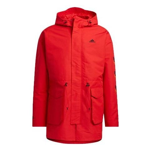 Adidas Hooded Fleece Lined Woven Jacket - Light Red