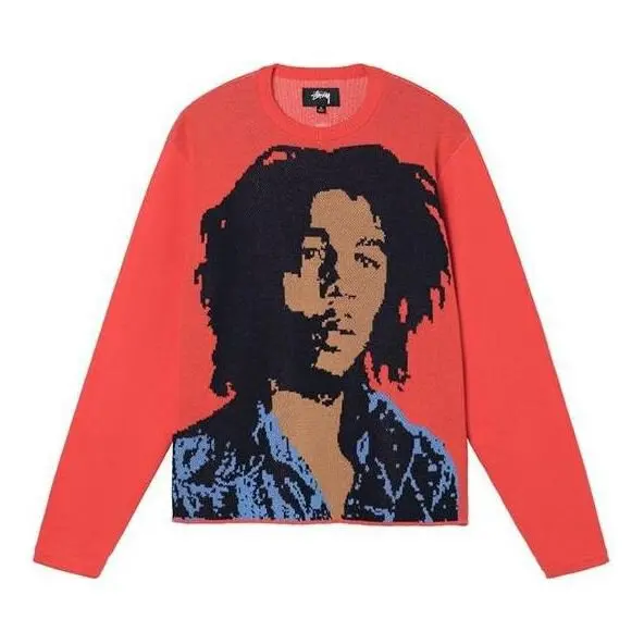 StÜssy Bob Marley Graphic Knit Sweater - Red