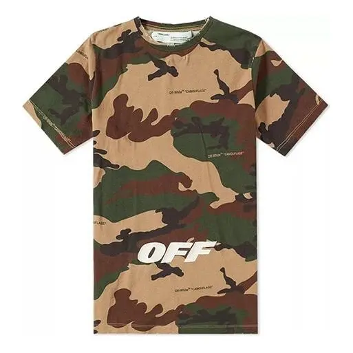 Off-White Alphabet Embroidered Short Sleeve Camouflage T-shirt - Default Colorway