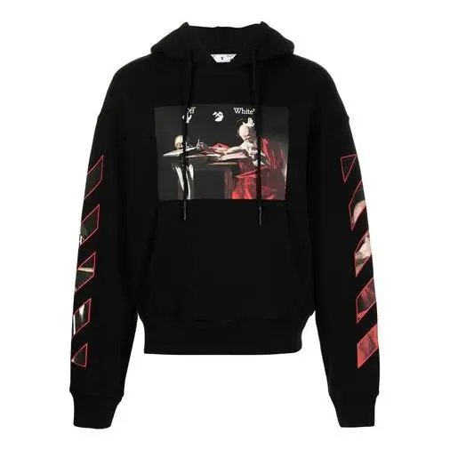 Off-White Caravaggio Diag Sleeve Hoodie - Black/red