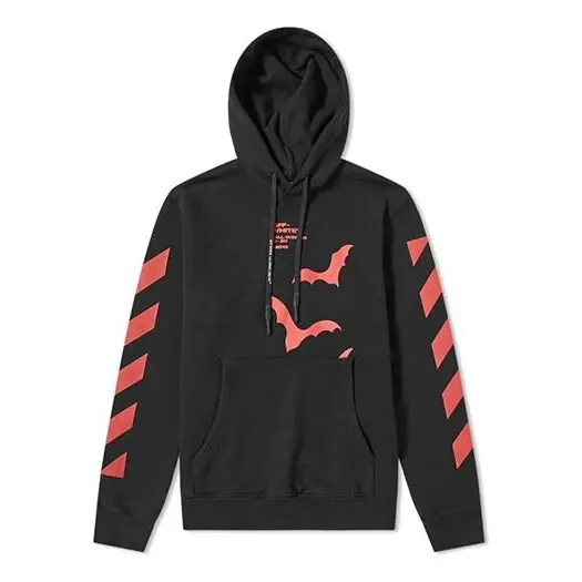 Off-White Bat Graphic Pullover Hoodie - Black