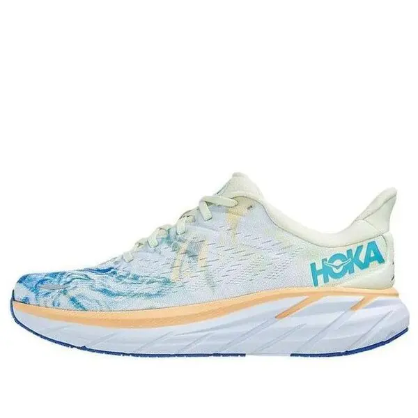 Hoka One One Clifton 8 Athletic Sneakers - White/blue