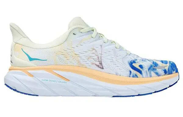 Hoka One One Clifton 8 Athletic Sneakers - White/blue