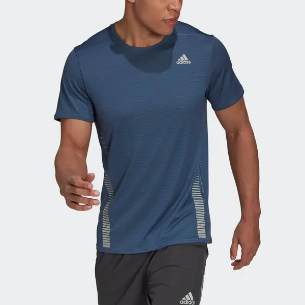 Adidas Reflective Running Sports Short Sleeve T-shirt - Blue