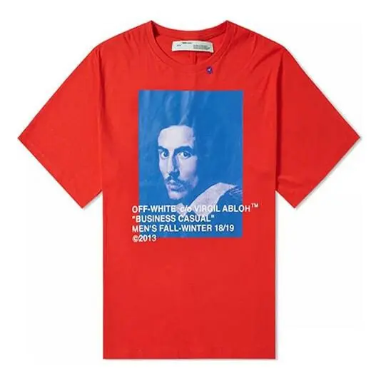 Off-White Printing Short Sleeve Loose Fit - Red