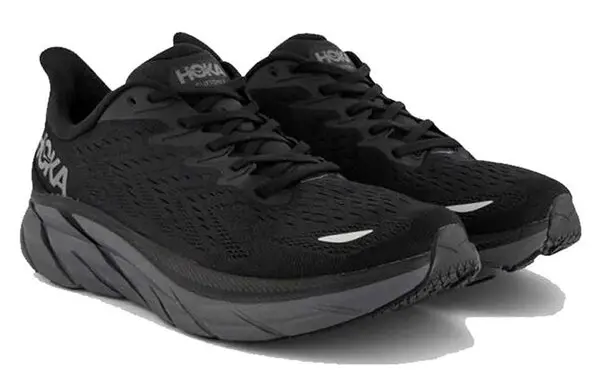 Hoka One One Clifton 8 Wide Athletic Sneakers - Black