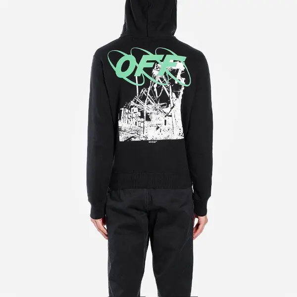 Off-White Usa Cotton Pattern Printing Hoodie - Black