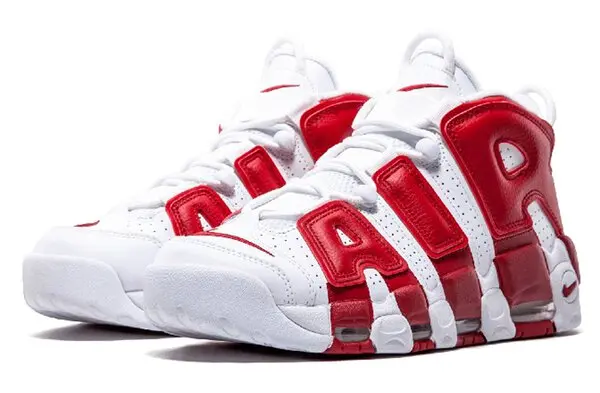Nike More Uptempo 'white Red' Sneakers - White/red