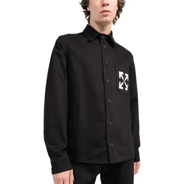 Off-White Ss22 Arrow Logo Pattern Denim Long Sleeves Shirt Black