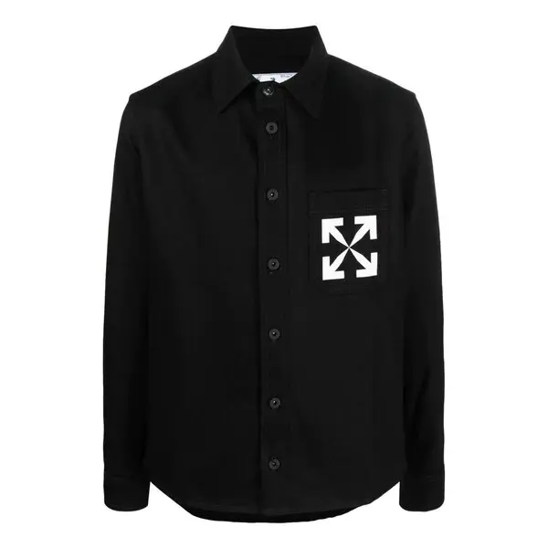 Off-White Ss22 Arrow Logo Pattern Denim Long Sleeves Shirt Black - Default Color
