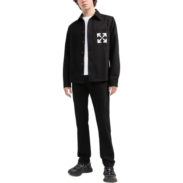 Off-White Ss22 Arrow Logo Pattern Denim Long Sleeves Shirt Black