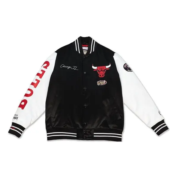 Mitchell & Ness X Nba Chicago Bulls Varsity Satin Jacket - Black/white
