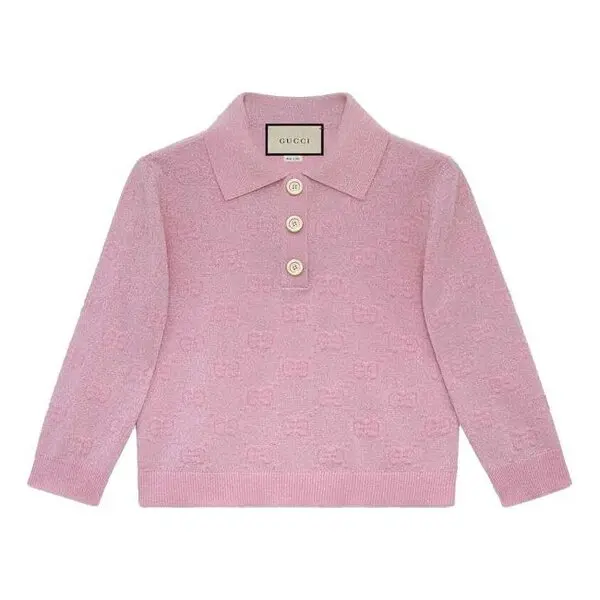Gucci Gg Shiny Wool Short Polo Shirt - Pink