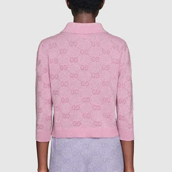 Gucci Gg Shiny Wool Short Polo Shirt