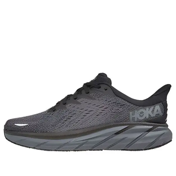 Hoka One One Clifton 8 Athletic Lace-up Sneakers - Black