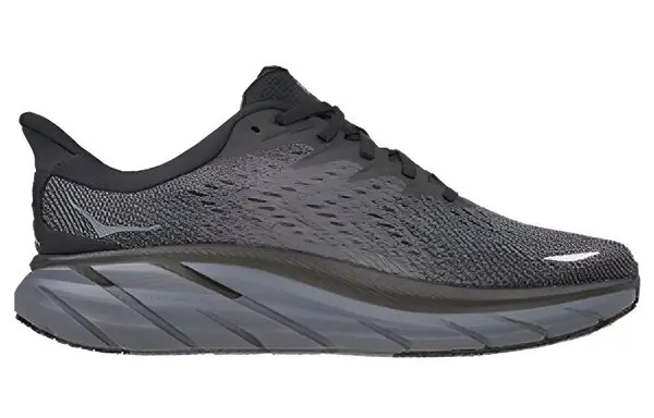 Hoka One One Clifton 8 Athletic Lace-up Sneakers - Black