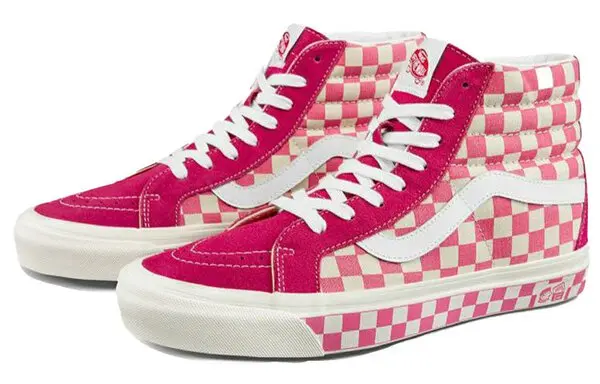 VANS Sk8-hi Checkerboard Sneakers - White/pink