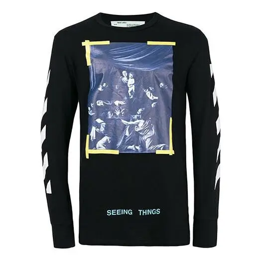 Off-White Chest Painting Long Sleeve Shirt - Black